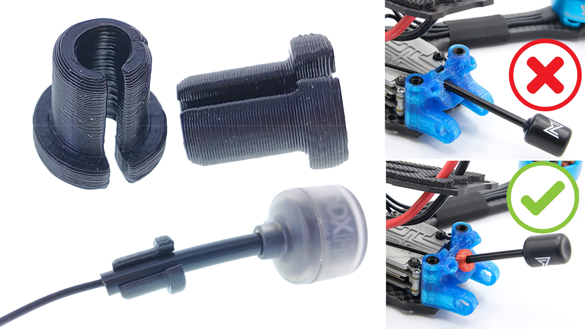 TPU Antenna Adapter 4mm Sahft to 6mm Hole (pack of 4) – Cube FPV