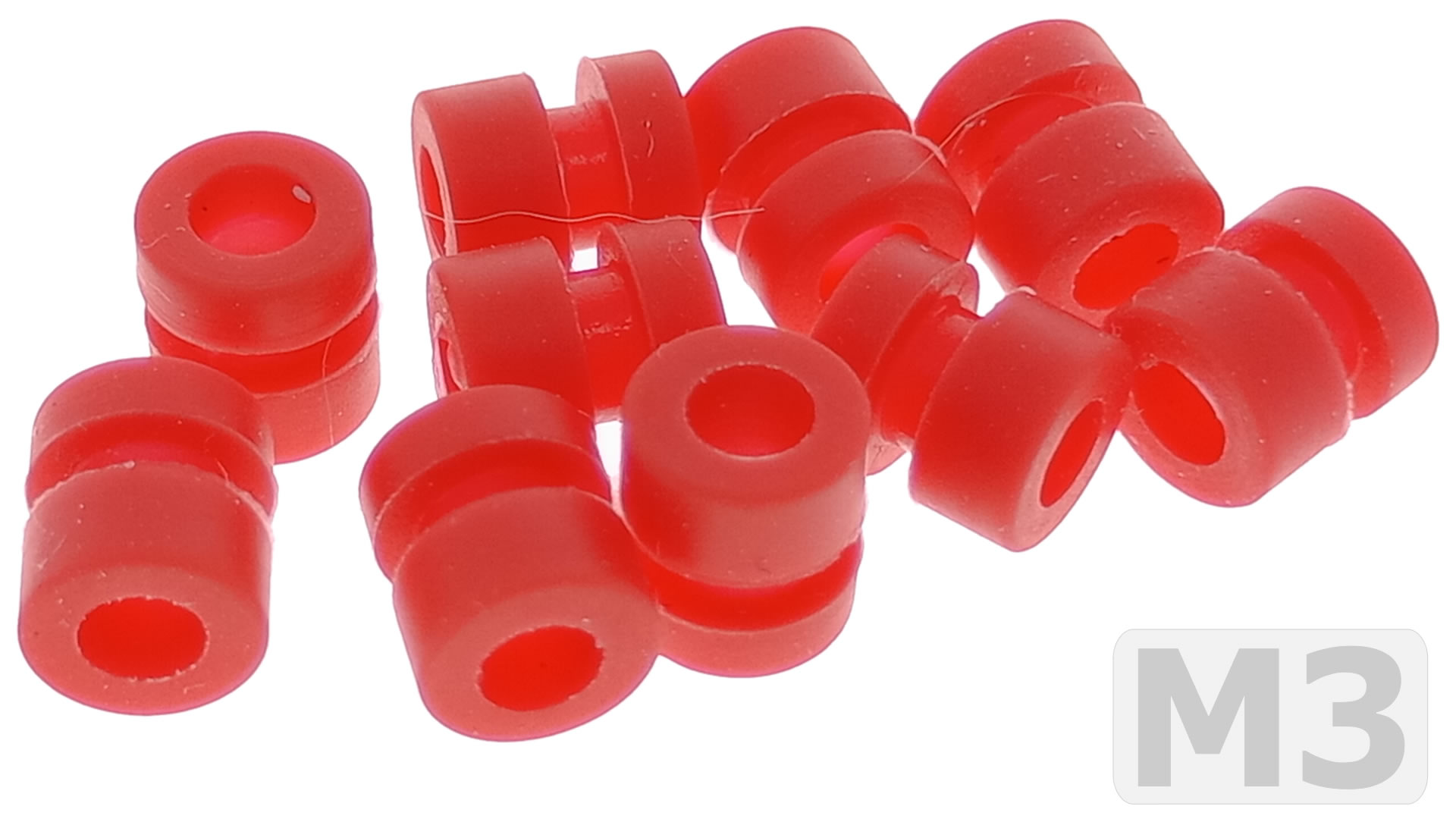 Stack Mount Dampener M3 x 6mm x 6.5mm Red (Pack of 10) – Cube FPV